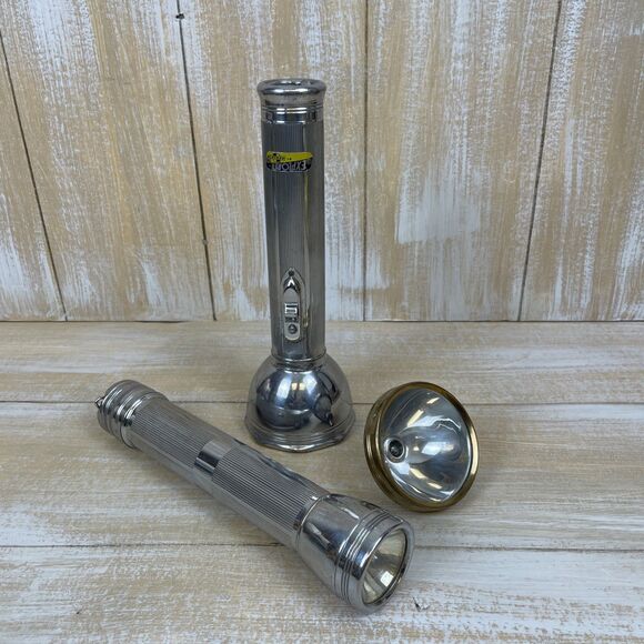 Other | 2 Vintage Metal Flashlights Explorer By Hobart Bright Star ...